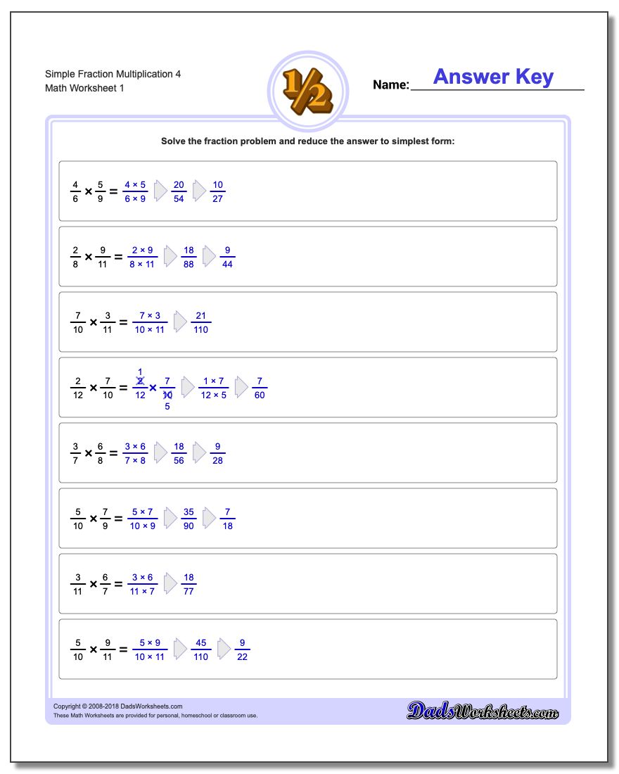 Simple Fraction Multiplication Simple Fraction Multiplication
