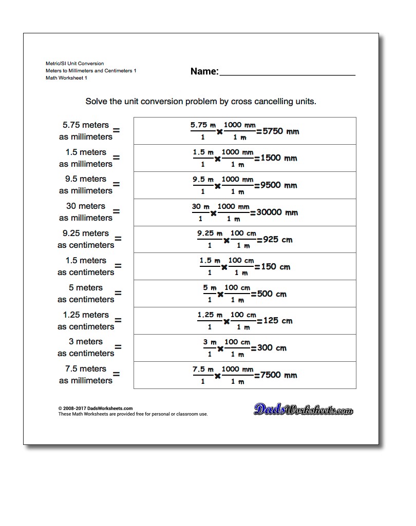 Metric SI Unit Conversions