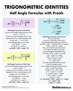 Trig Identities, Tables, Charts and Cheat Sheets