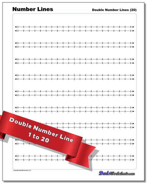 Math Worksheets: Number Line: Double Number Lines (Third Worksheet)