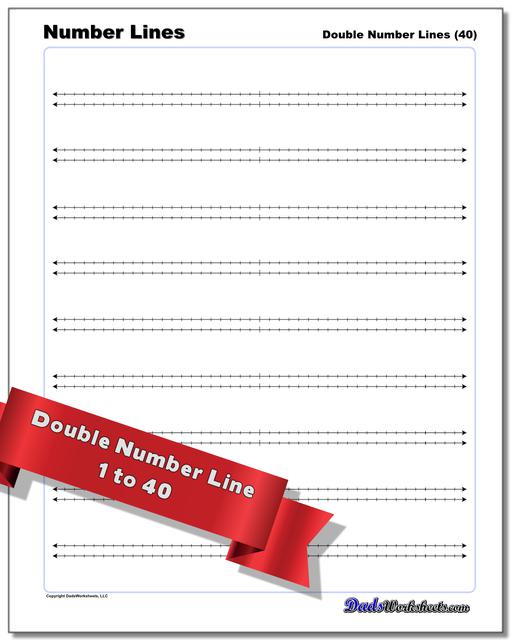 Math Worksheets: Number Line: Double Number Lines (Fourth Worksheet)