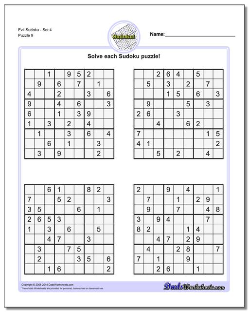 Sudoku Evil Printable Customize And Print