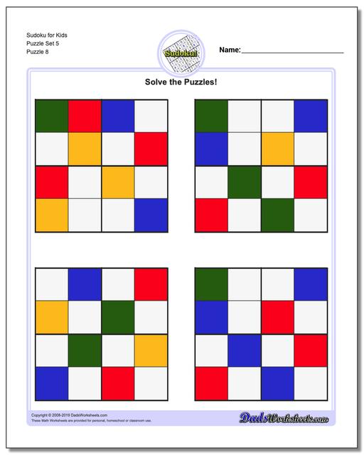 Kids easy sudoku printable colors - Derdesert
