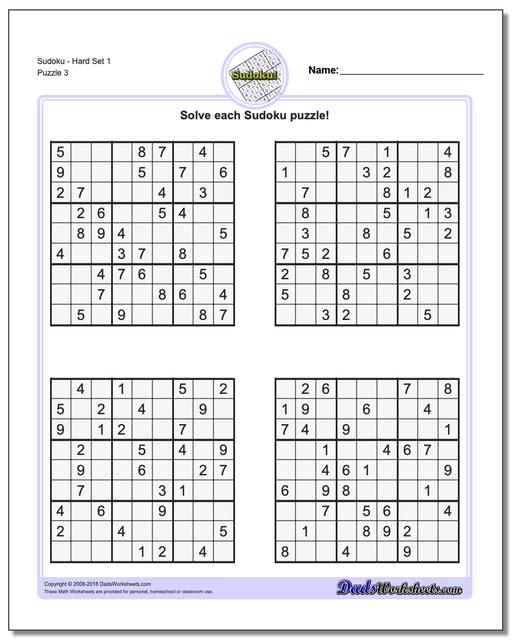 Printable Medium Sudoku Httpswwwdadsworksheetscompuzzlessudoku 