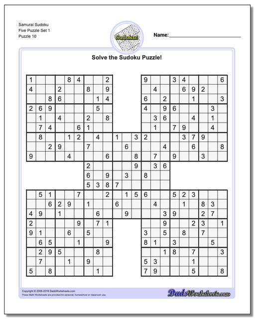 Samurai Sudoku Five Samurai Sudoku Five
