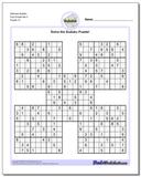Math Worksheets: Sudoku: Sudoku: Samurai Sudoku Five Puzzle Set 3
