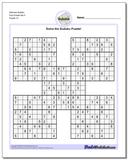 Math Worksheets: Sudoku: Sudoku: Samurai Sudoku Five Puzzle Set 5