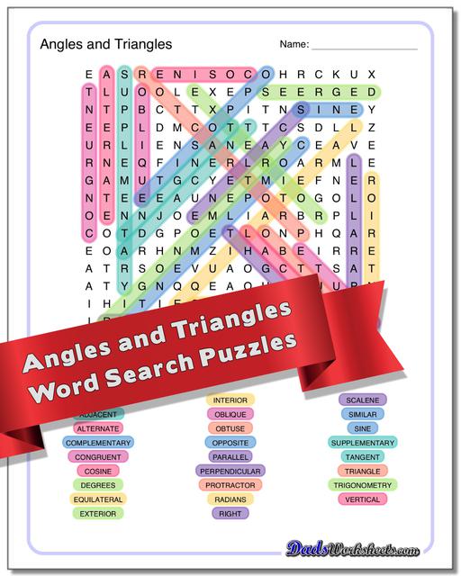 Math Worksheets: Word Search Puzzles: Geometry Word Search Puzzles ...