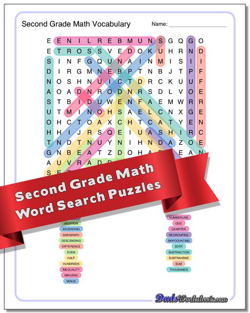Math Worksheets: Word Search Puzzles: Grade Level Math Word Search ...