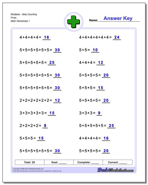 Addition Worksheets: Addition Multiples