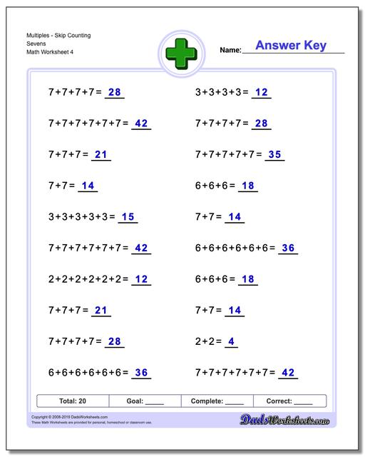 Addition Worksheets: Addition Multiples