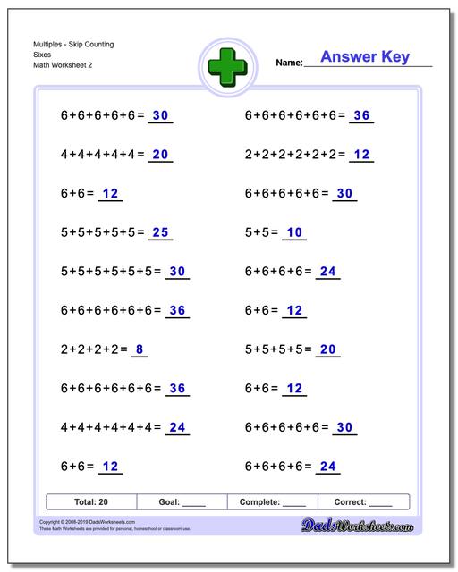 Addition Worksheets: Addition Multiples