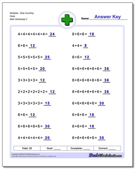 Addition Worksheets: Addition Multiples