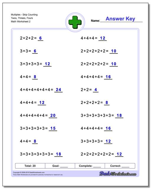 Addition Worksheets: Addition Multiples