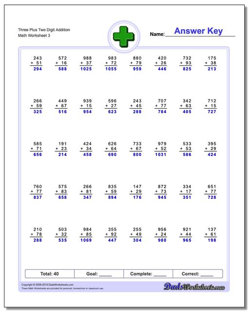 Multi-Digit Addition Worksheets