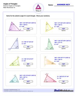 Angles of Triangles Worksheets