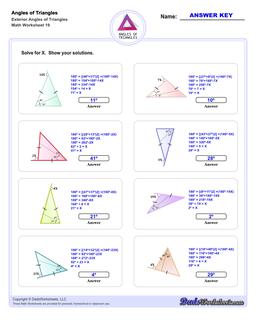 Angles of Triangles Worksheets