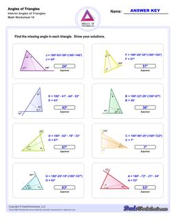 Math Worksheets: Angles of Triangles : Angles Of Triangles Missing ...