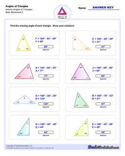 Angles of Triangles Worksheets