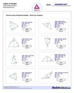 Angles of Triangles Worksheets