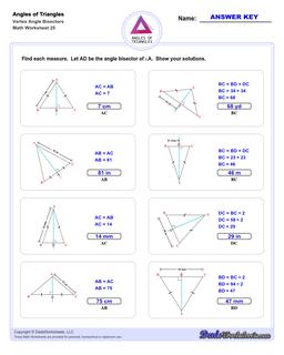 Angles of Triangles Worksheets