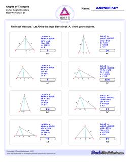 Angles of Triangles Worksheets