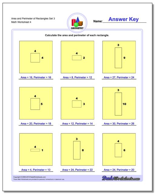 Math Worksheets: Basic Geometry: Basic Geometry: Area and Perimeter of ...