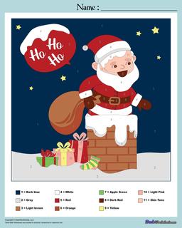 Math Worksheets: Christmas Worksheets : Christmas Color By Number Santa ...