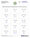 Combining Like Terms Worksheets