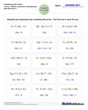 Combining Like Terms Worksheets
