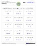 Combining Like Terms Worksheets