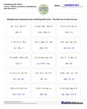 Combining Like Terms Worksheets