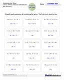 Combining Like Terms Worksheets