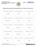 Combining Like Terms Worksheets
