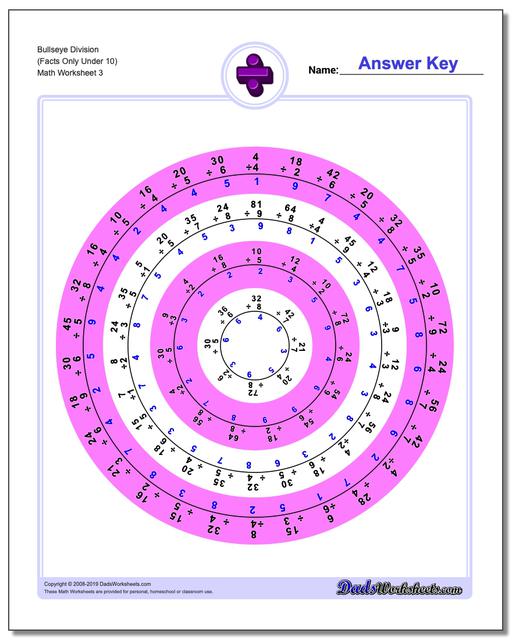 Division Worksheets: Bullseye Division