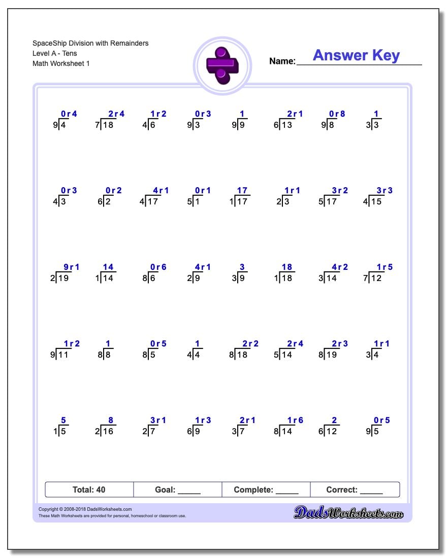 Division Drill Worksheets Division Drill Worksheets