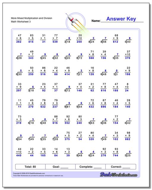 Division Worksheets: Mixed Multiplication and Division
