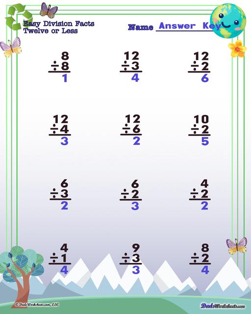 Math Worksheets: Earth Day: Earth Day Division Worksheets