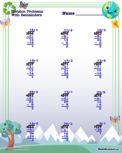 Math Worksheets: Earth Day: Earth Day Division Worksheets (Fourth ...