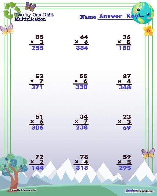 Math Worksheets: Earth Day: Earth Day Multiplication Worksheets (Third ...