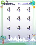 Math Worksheets: Earth Day: Earth Day Subtraction Worksheets (Second ...