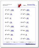 Exponents Worksheets: Addition With Exponents