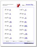 Exponents Worksheets: Mixed Addition And Subtraction with Exponents