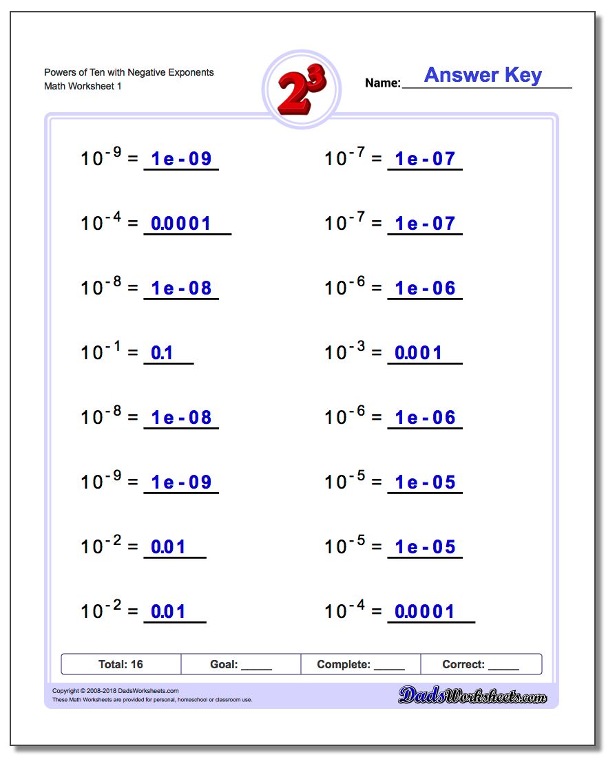 Powers And Exponents Worksheet Powers And Exponents Worksheet