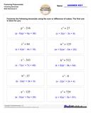Factoring Polynomials Worksheets
