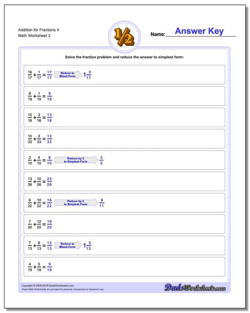 Adding Fractions with Common Denominator