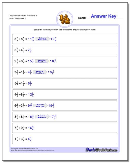 Adding Mixed Fractions with a Common Denominator