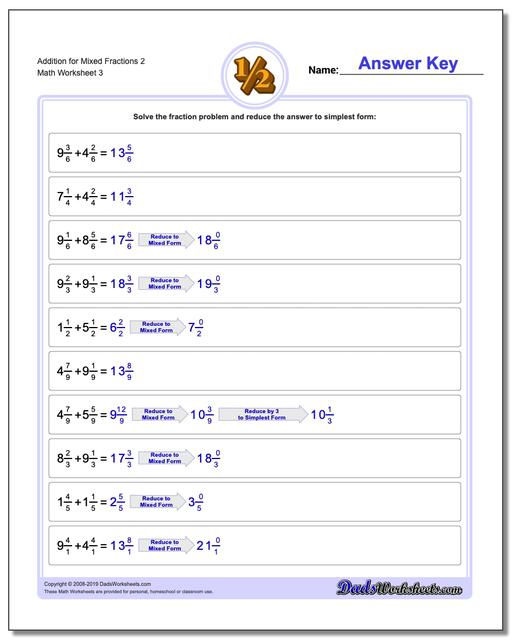 Adding Mixed Fractions with a Common Denominator