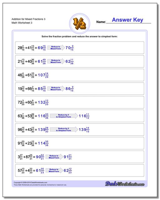 Adding Mixed Fractions with a Common Denominator