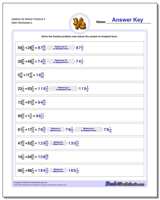 Adding Mixed Fractions with a Common Denominator